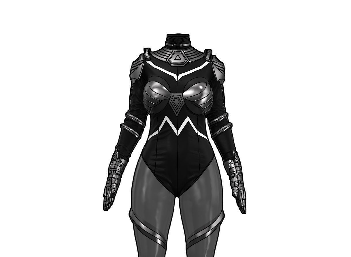 Steel Woman Armor Marvelous Designer Project 3D model | CGTrader
