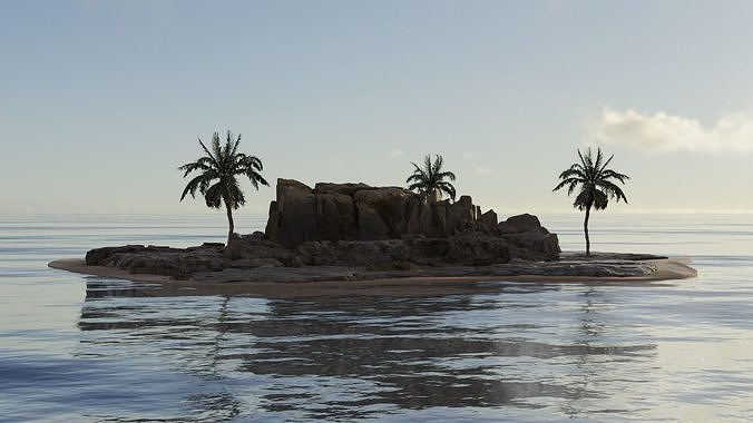 Realistic Island 3D Model with textures and sea 3D model animated ...