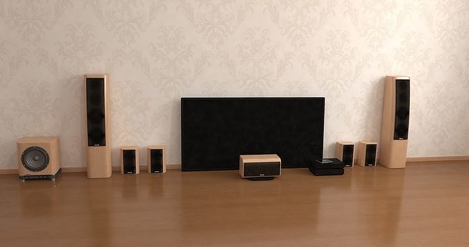 TV and HiFi sound surround system 3D model | CGTrader