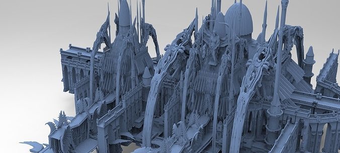 Alien high Cathedral of the Depths 5 large temples 3D model | CGTrader