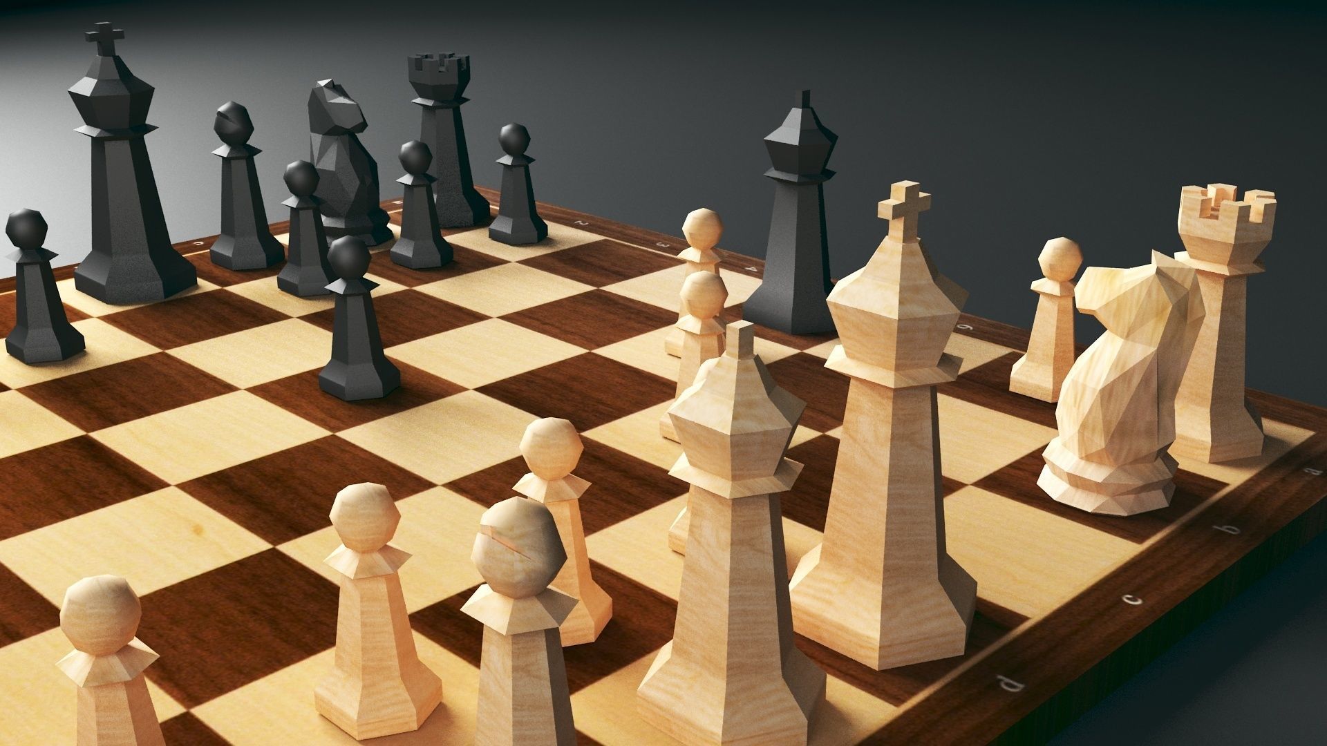 Chess board set low-poly 3D model | CGTrader