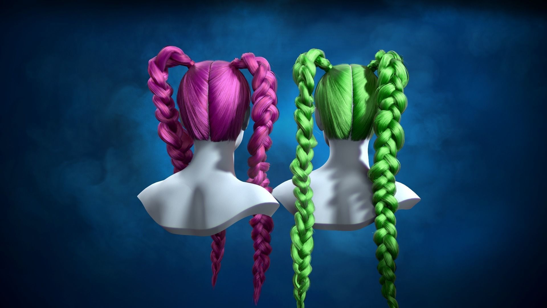 3D model Long braids VR / AR / low-poly rigged | CGTrader