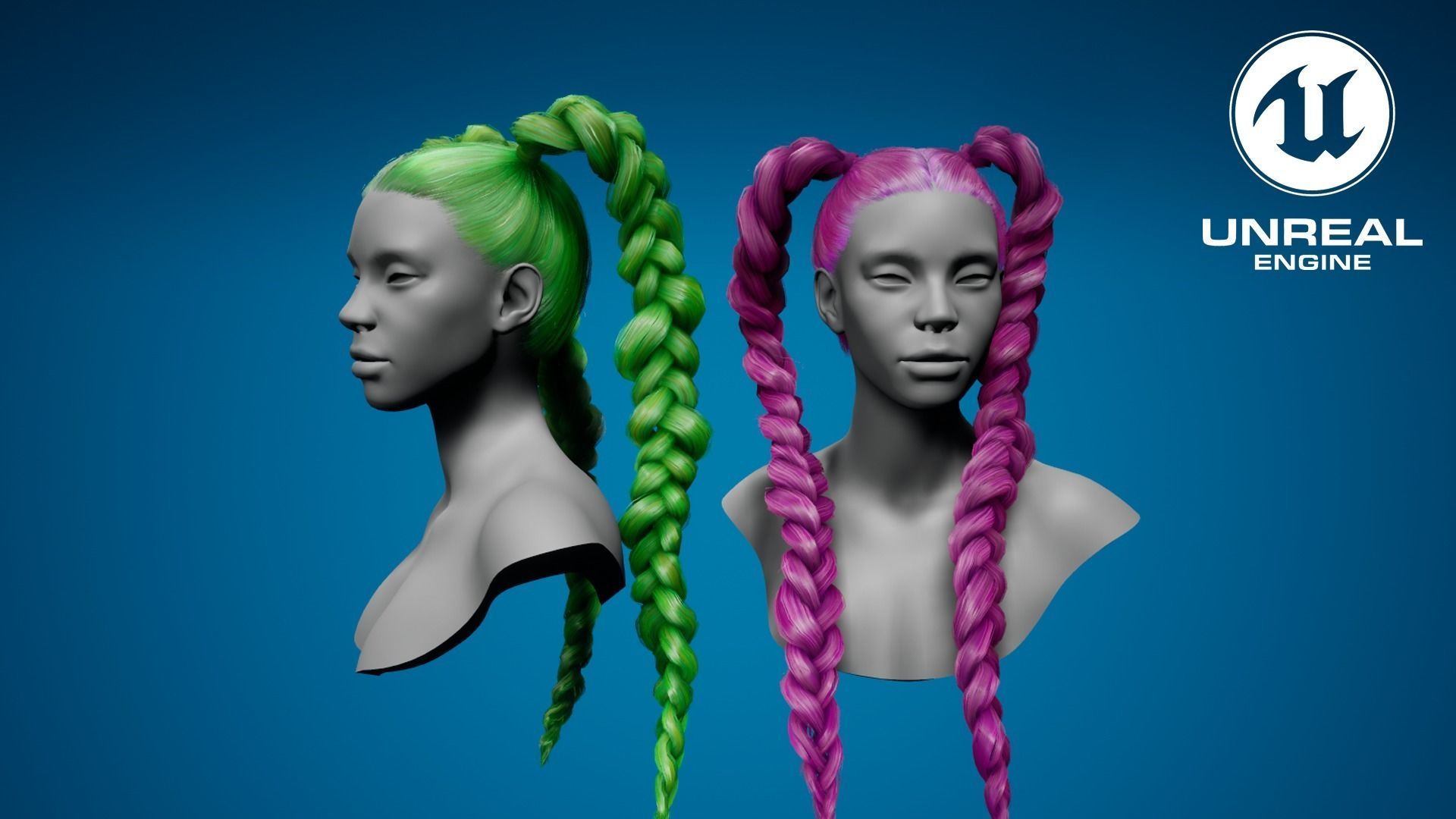 3D model Long braids VR / AR / low-poly rigged | CGTrader