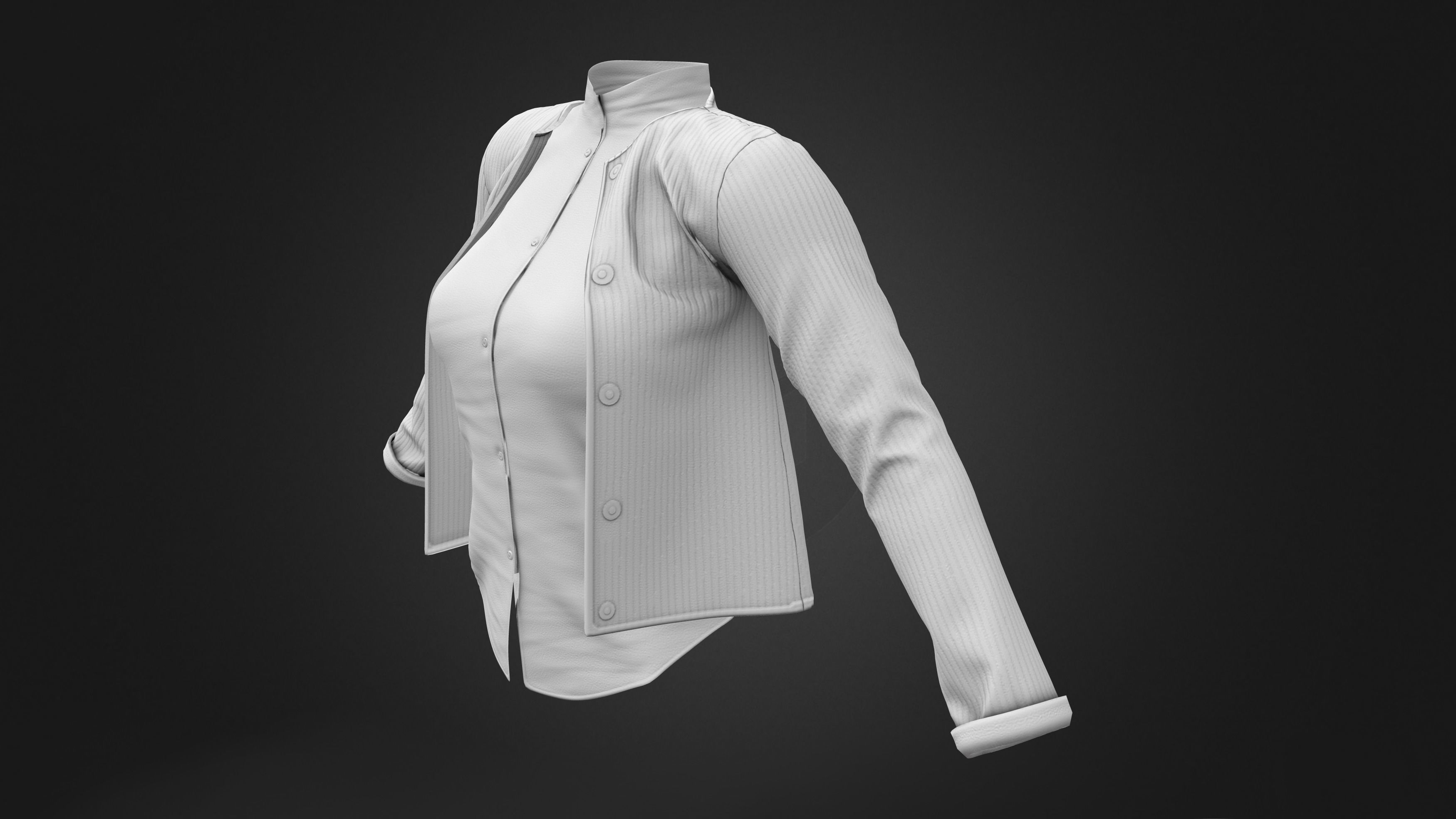 3D model Unbuttoned Cardigan Jacket With Shirt Under VR / AR / low-poly ...