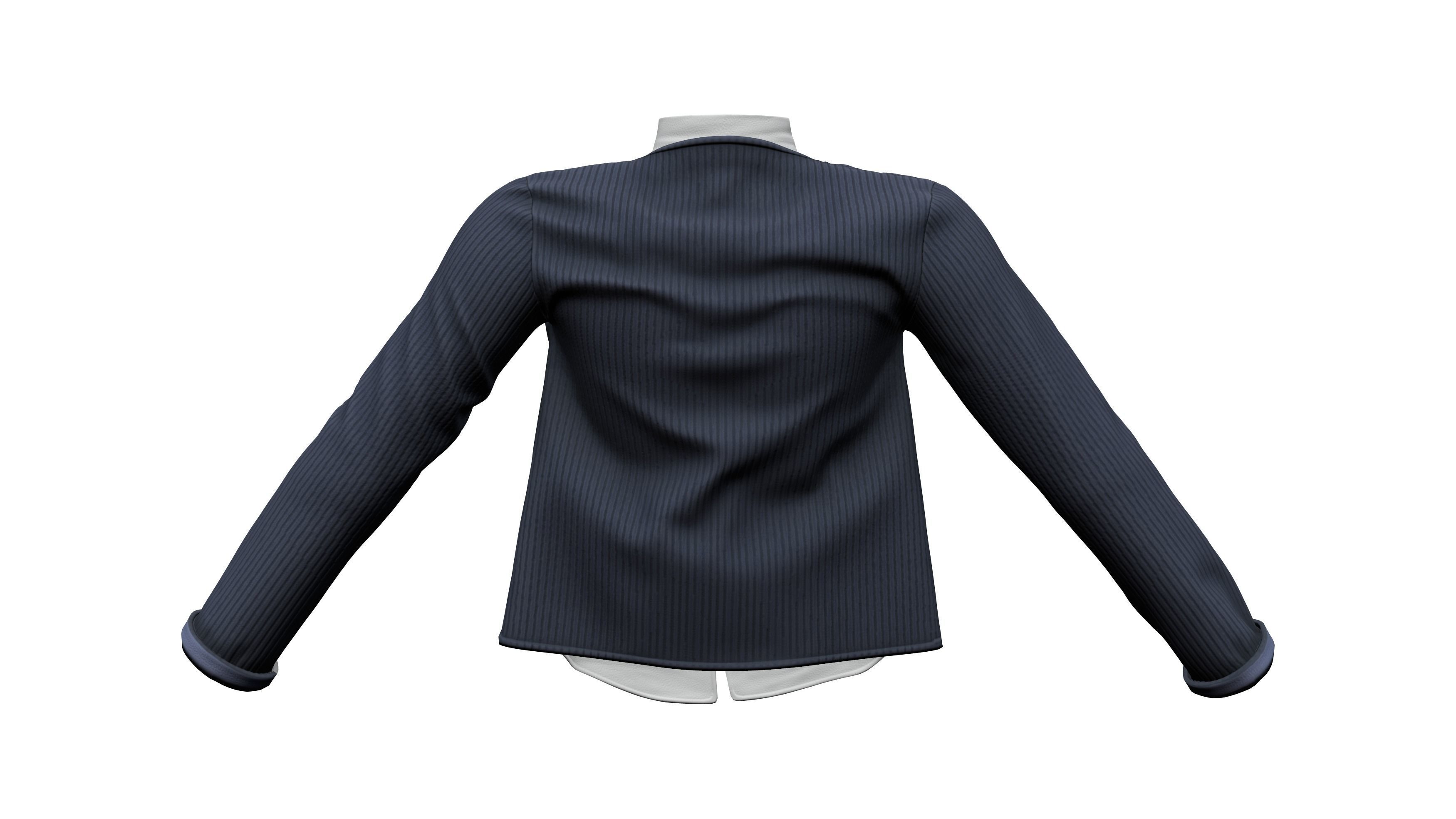 3D model Unbuttoned Cardigan Jacket With Shirt Under VR / AR / low-poly ...