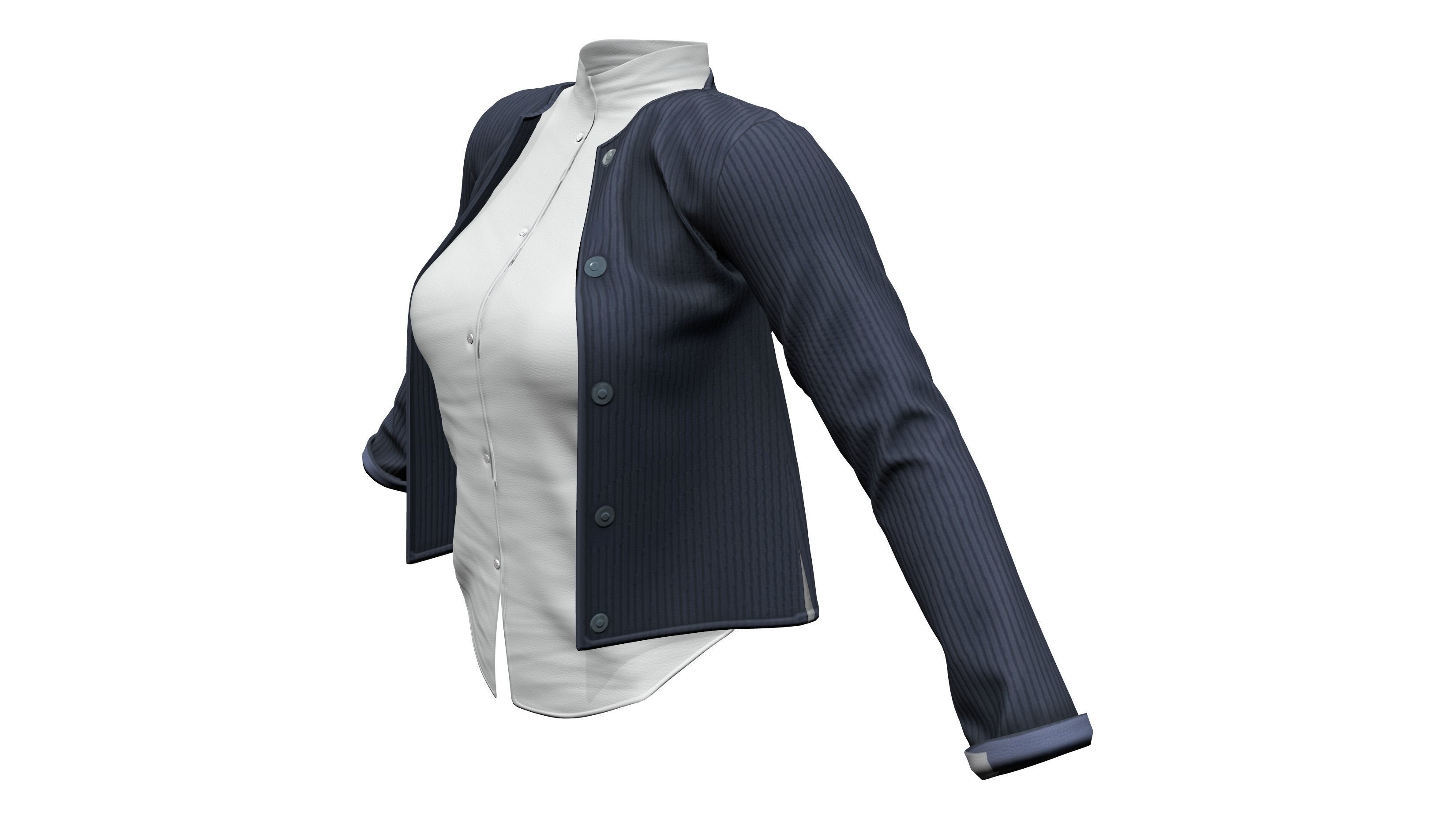3D model Unbuttoned Cardigan Jacket With Shirt Under VR / AR / low-poly ...
