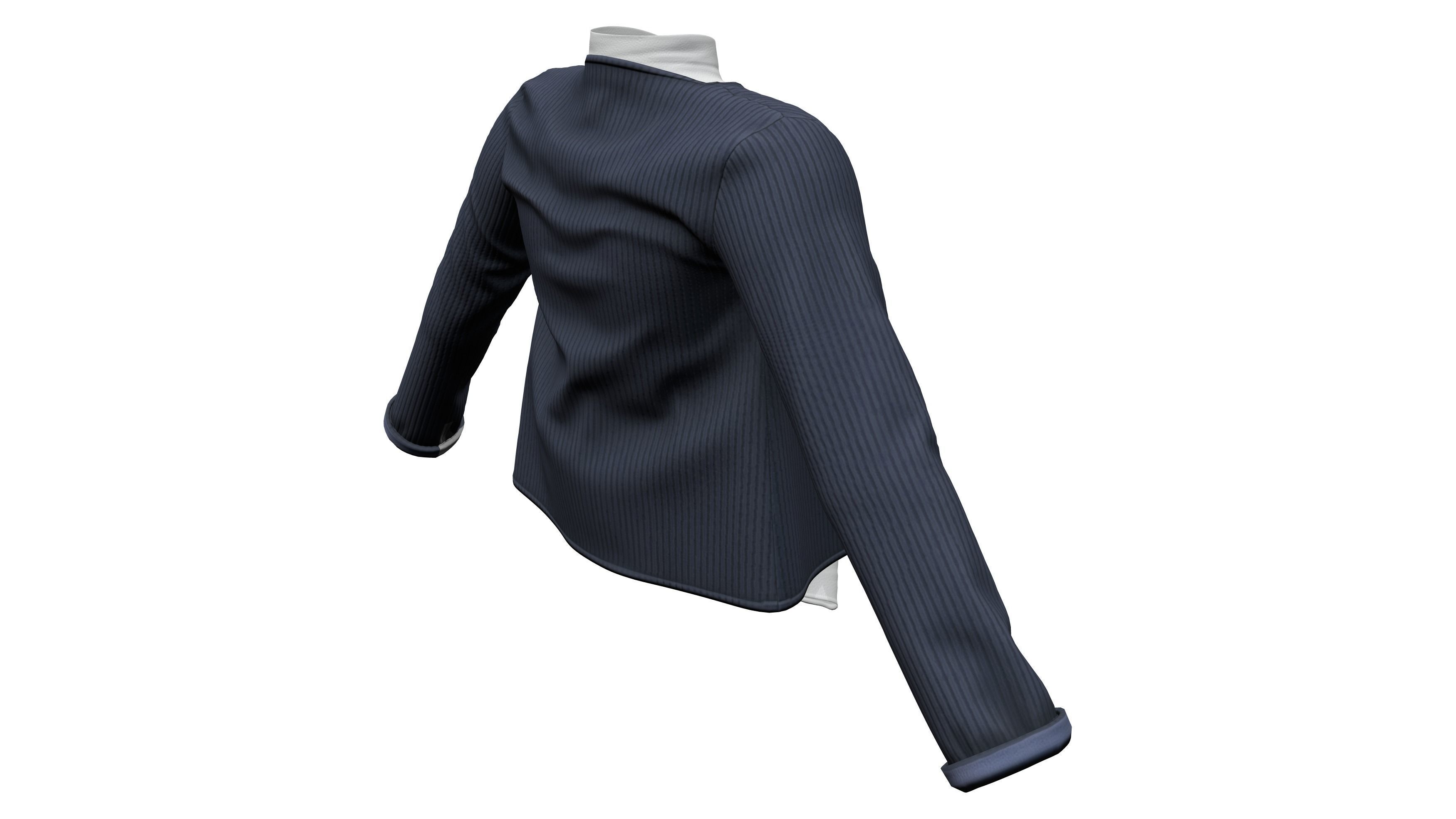 3D model Unbuttoned Cardigan Jacket With Shirt Under VR / AR / low-poly ...