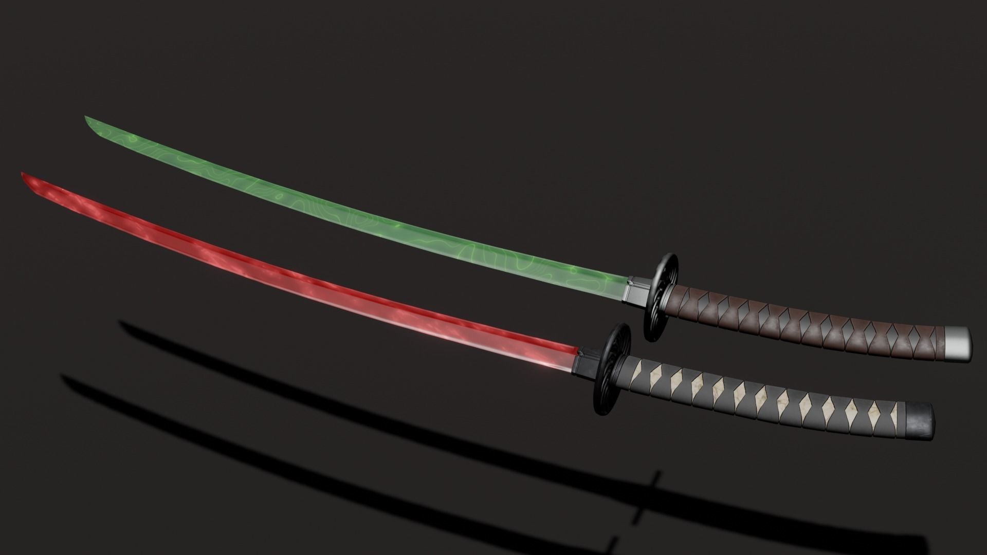 3D model Stylized Katana Asset with five skins low poly game ready VR ...