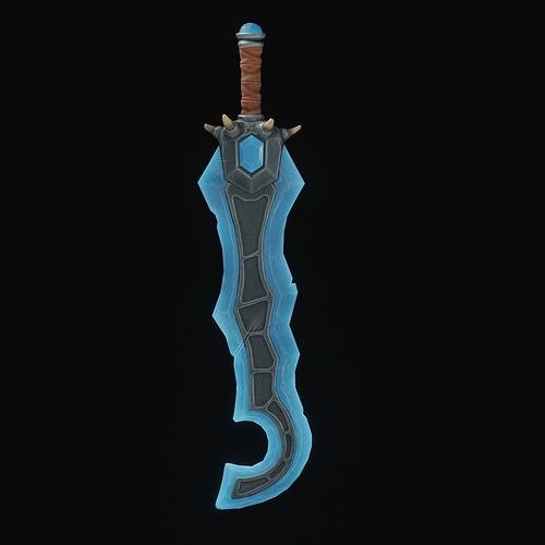 3D model Stylized Crystal Sword with Oni bones PBR low-poly VR / AR ...