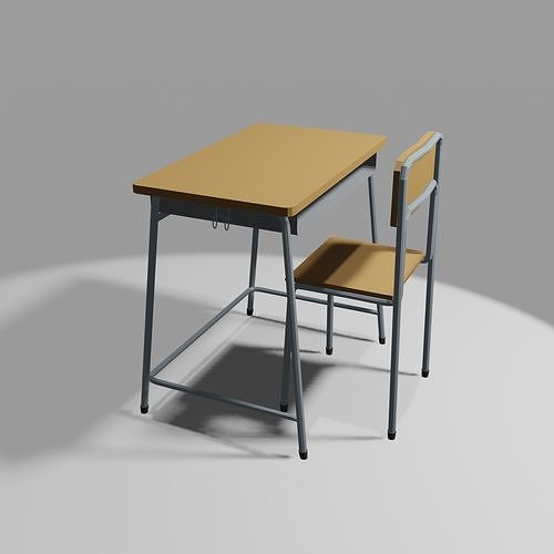 Japanese school desk and chair free VR / AR / low-poly 3D model | CGTrader