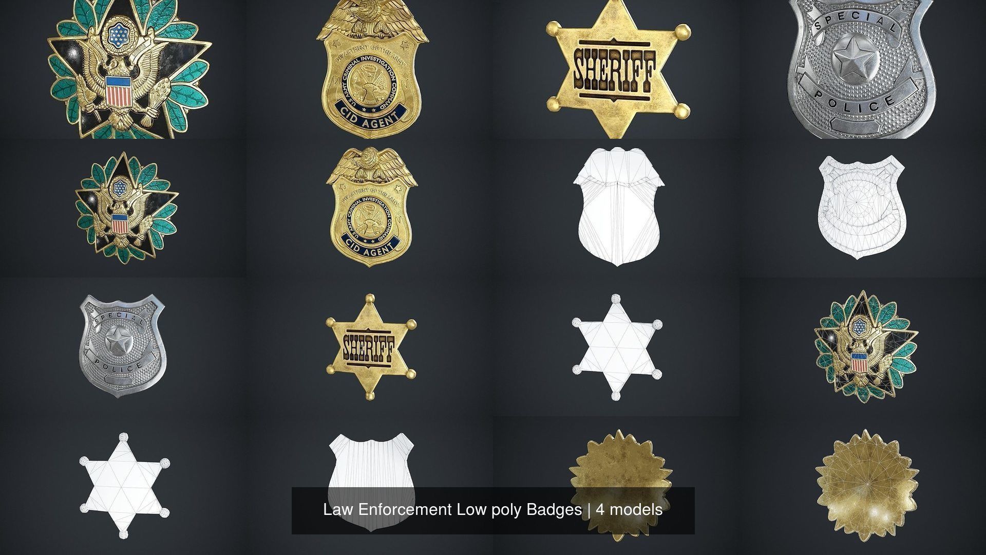 3D Model Collection Law Enforcement Low poly Badges VR / AR / low-poly | CGTrader