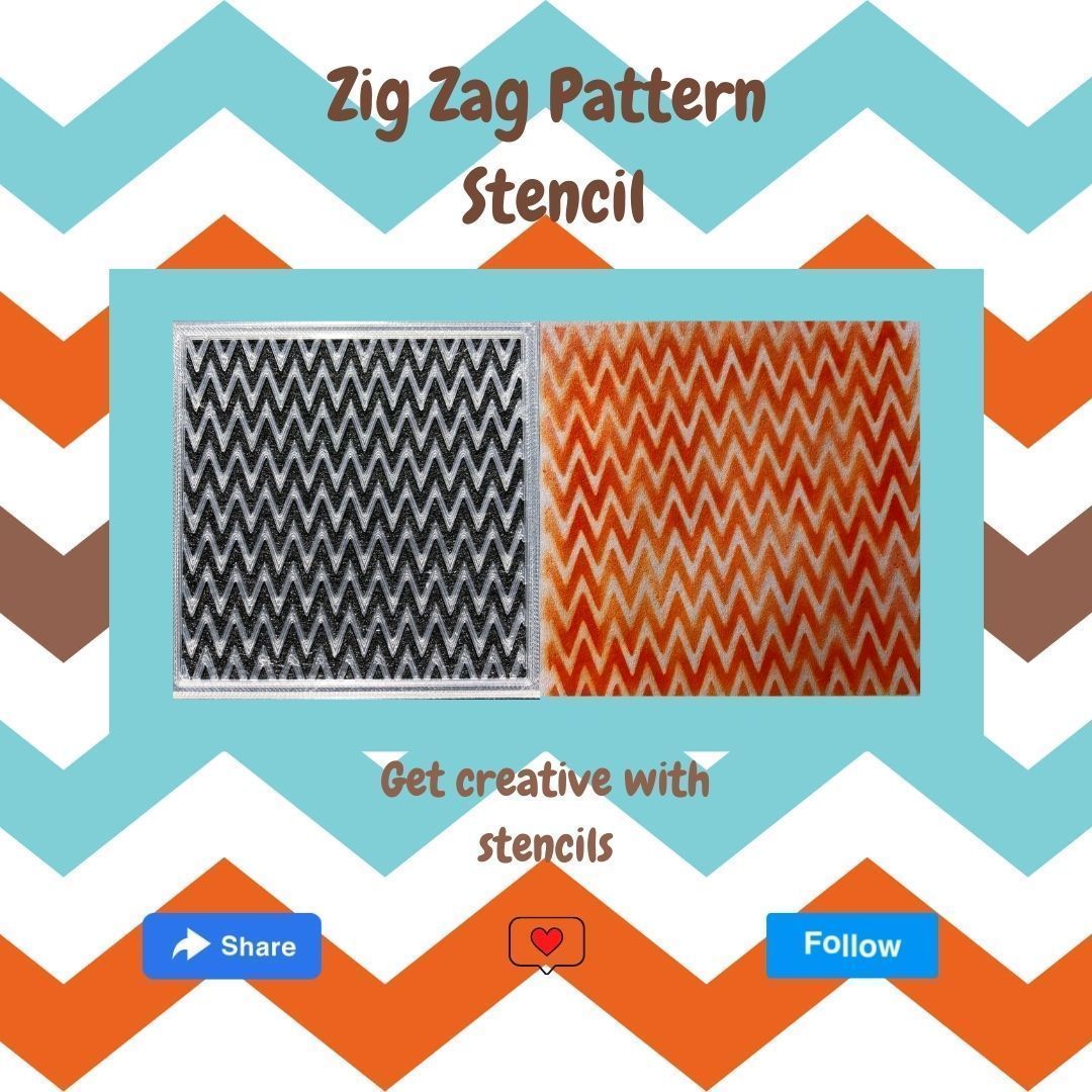 Zig Zag Pattern Stencil 3D model 3D printable | CGTrader