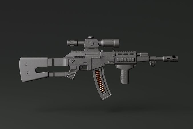 3D model Assault Rifle Gun VR / AR / low-poly | CGTrader