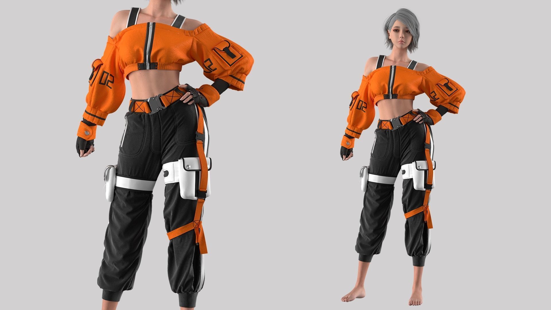 Female TechWear 1 Marvelous Designer Project 3D model | CGTrader