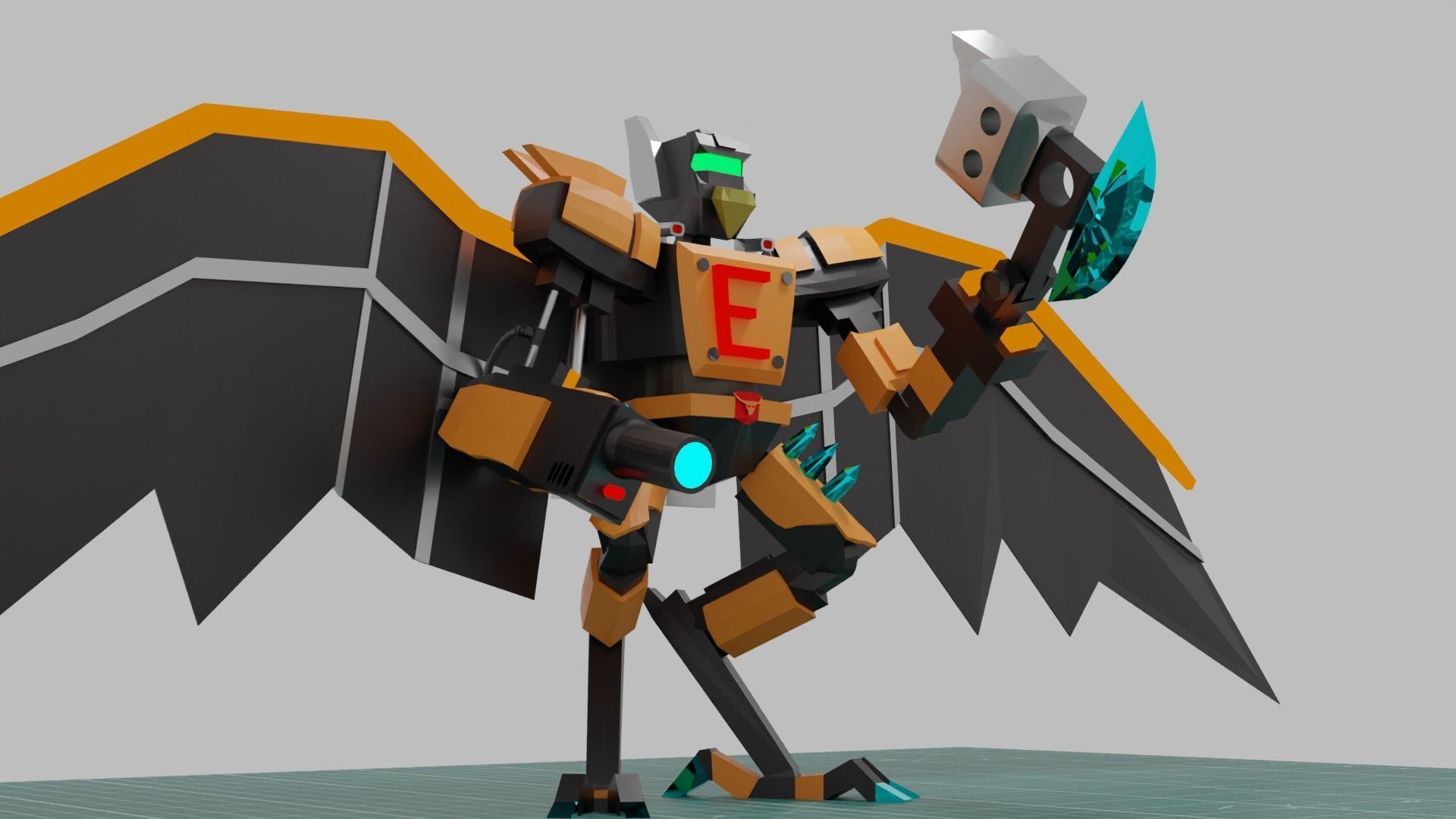 Winged Robot Low Poly 3D model | CGTrader