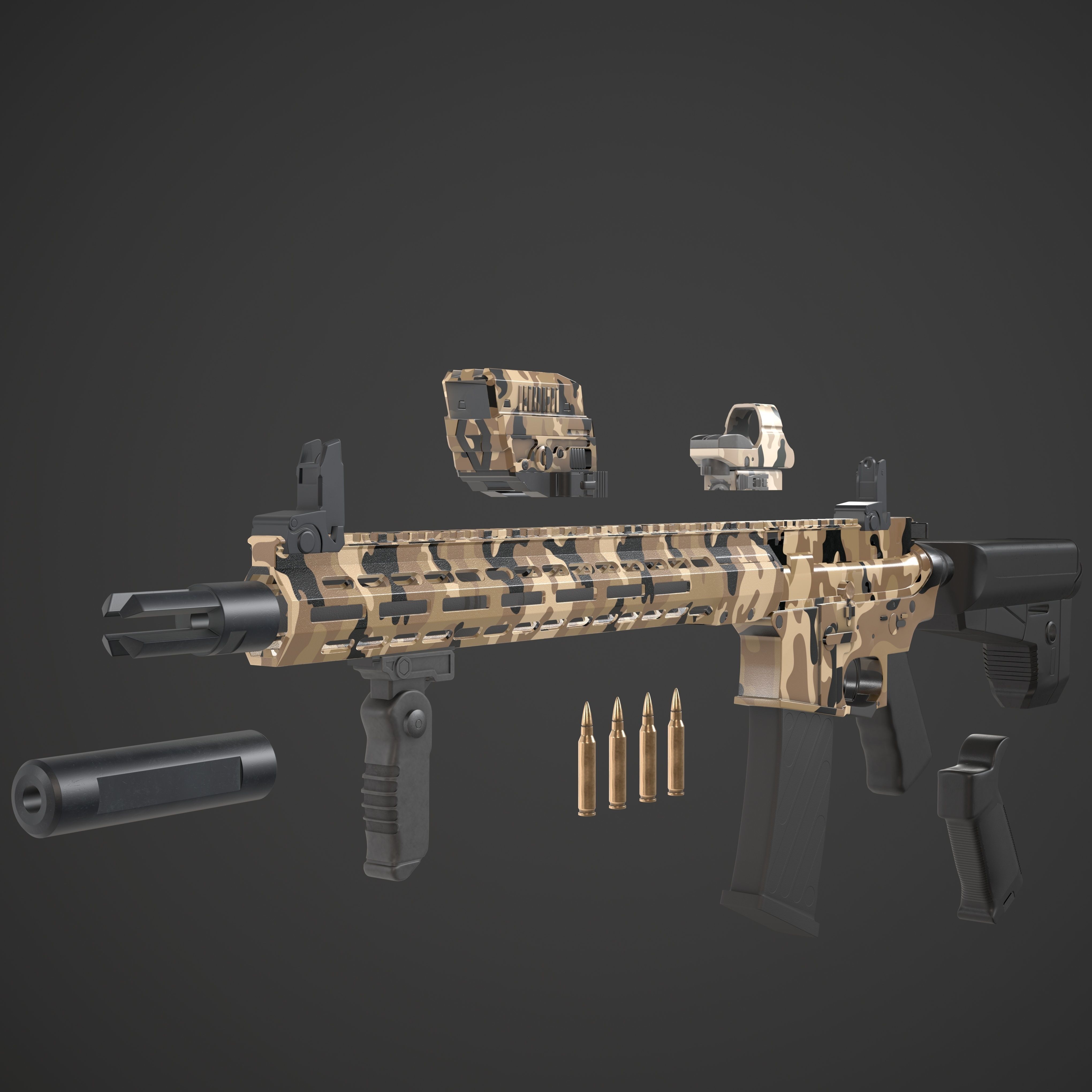 rec7 rifle free 3D model | CGTrader