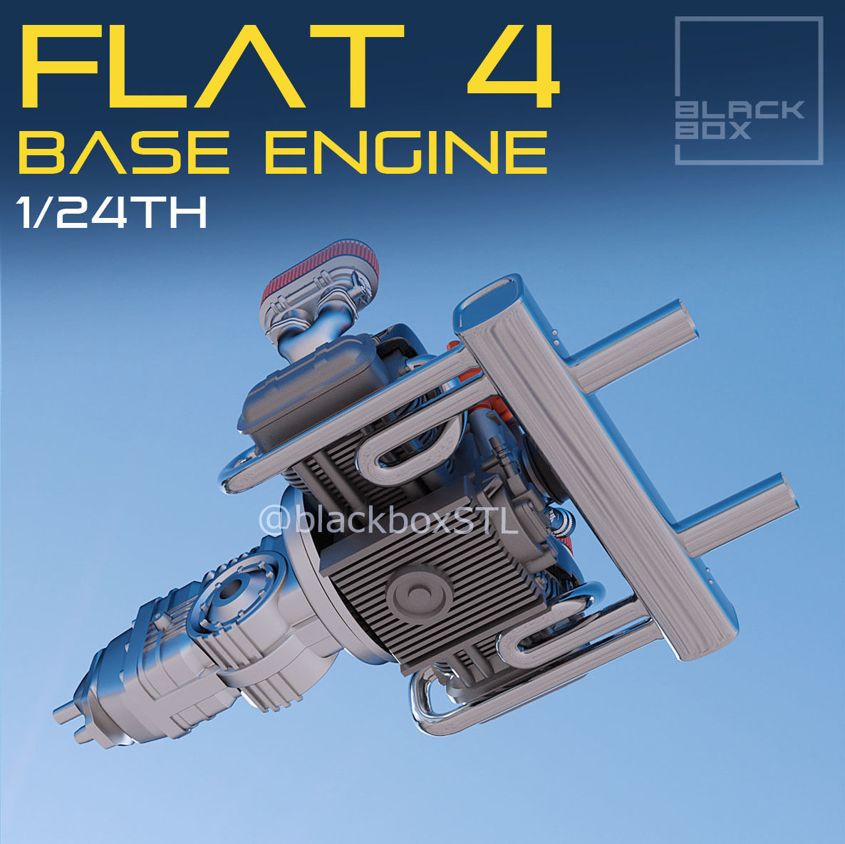 Flat Four BASE ENGINE 1-24th for modelkits and diecast 3D model 3D ...