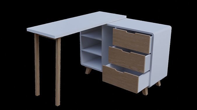 Changeable Office Desk Straight or L Shape 3D model rigged | CGTrader