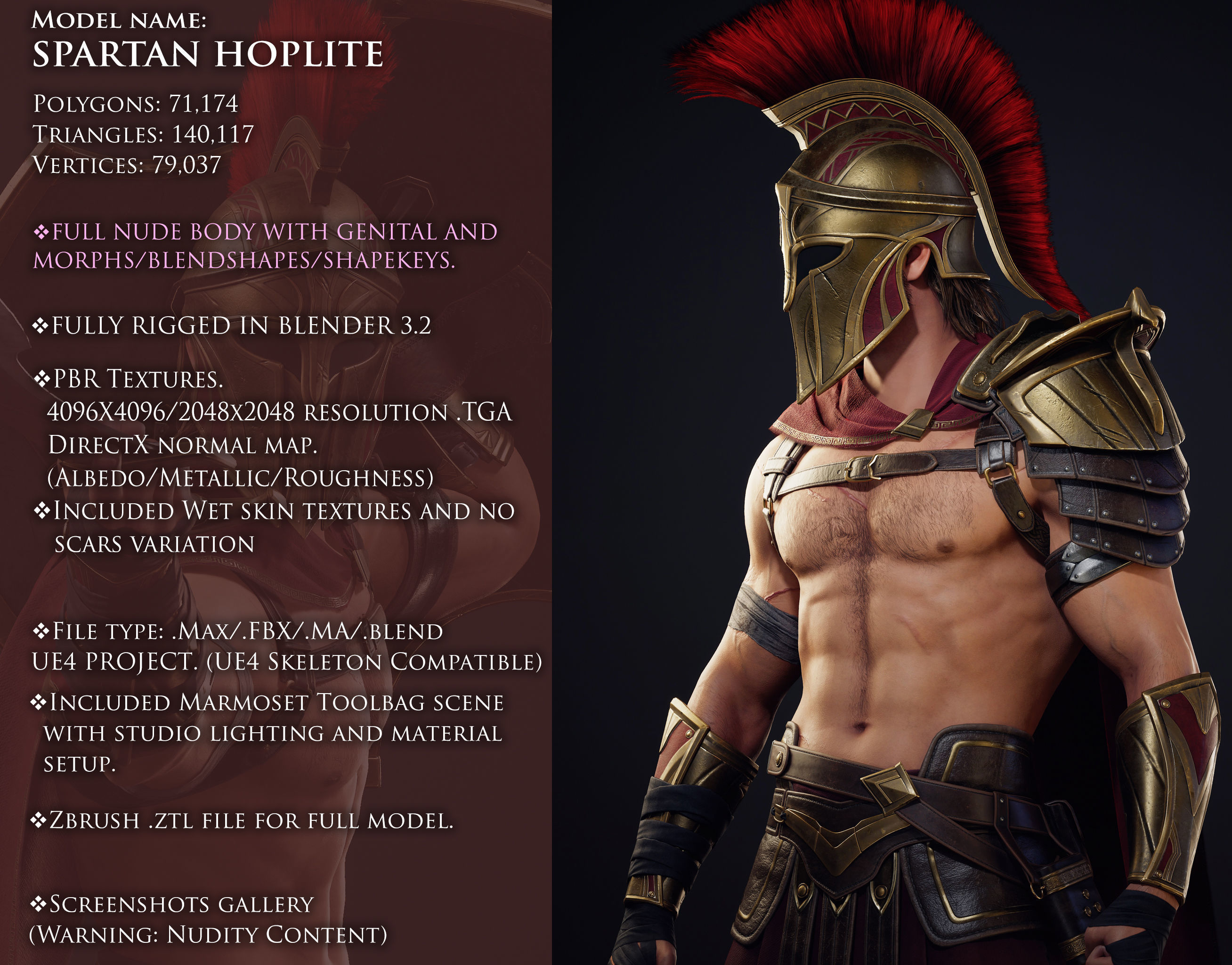 3D model Spartan Hoplite - Game Ready VR / AR / low-poly | CGTrader