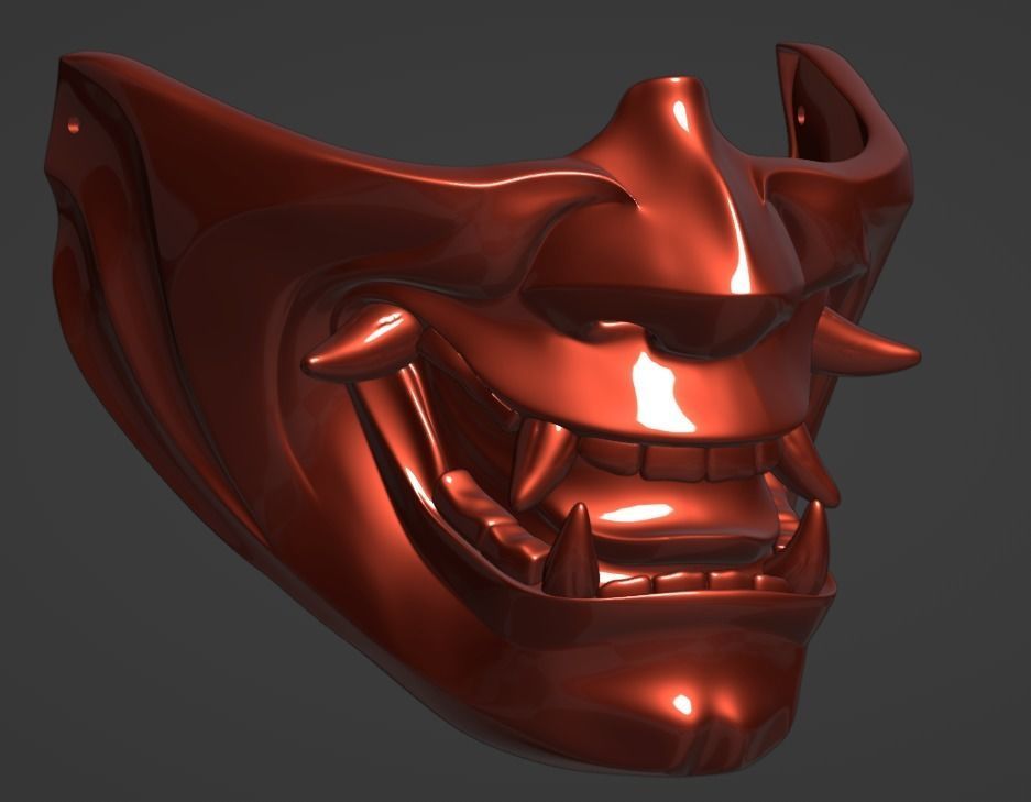 Hannya half mask 3D print model 3D print model 3D model 3D printable ...