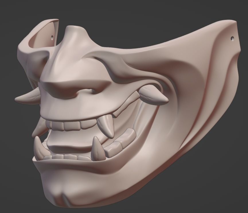 Hannya half mask 3D print model 3D print model 3D model 3D printable ...