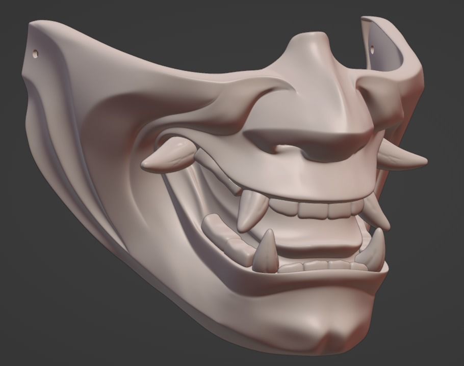 Hannya half mask 3D print model 3D print model 3D model 3D printable ...