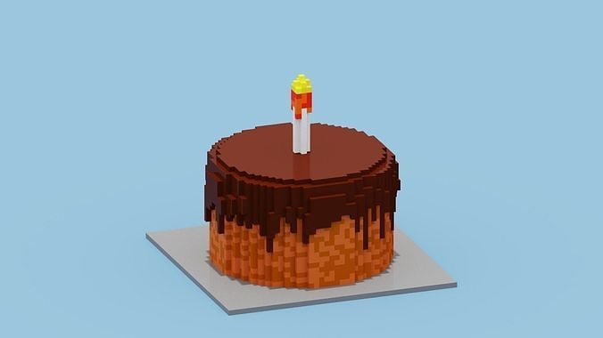 Minecraft Cake Pixel Art 3d