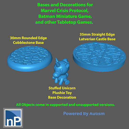 MCP - BATMAN MINIATURE GAME BASES AND STUFFED UNICORN TOY free 3D model ...