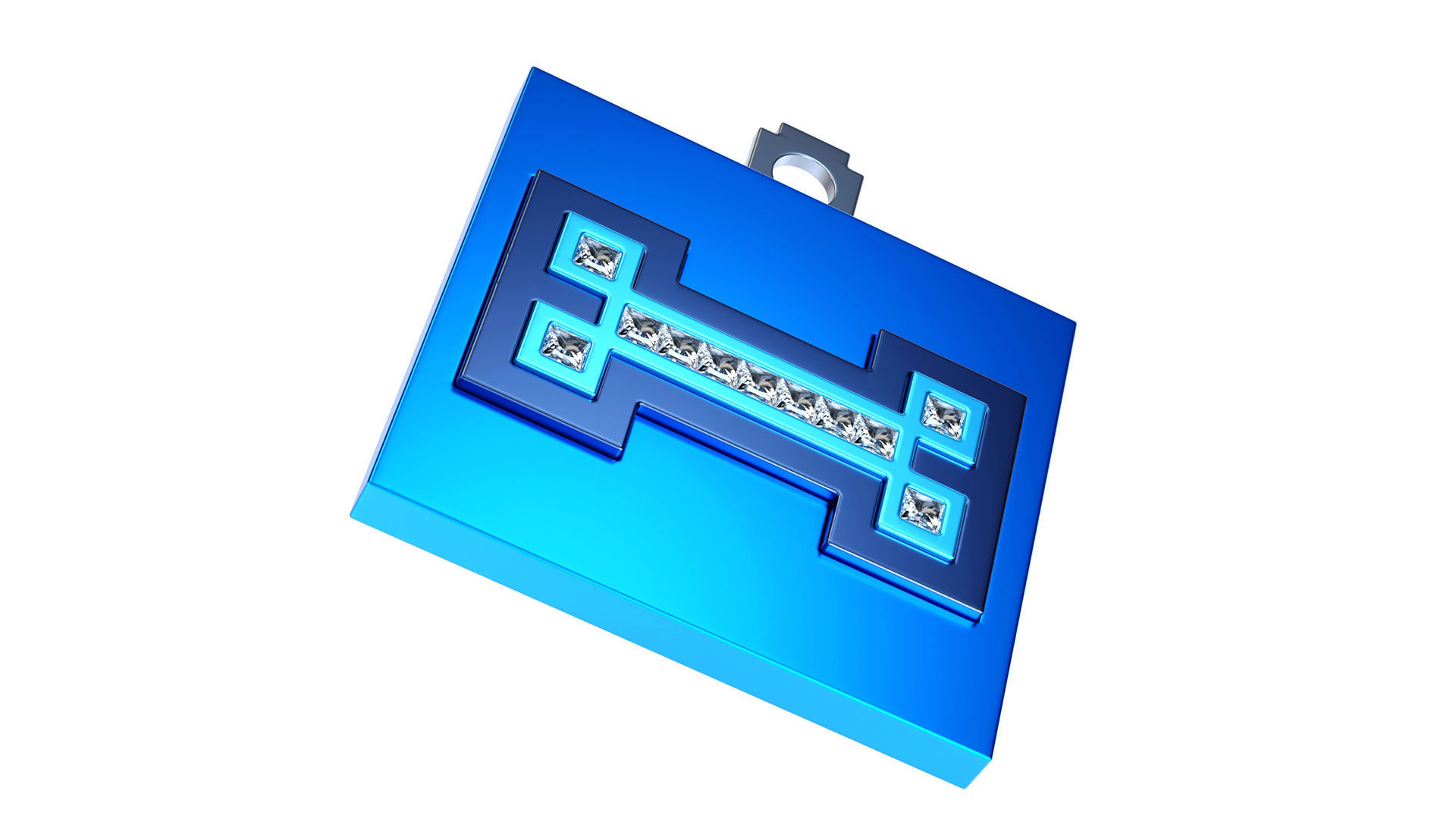 H Bone Pendant with Stones 3D model | CGTrader