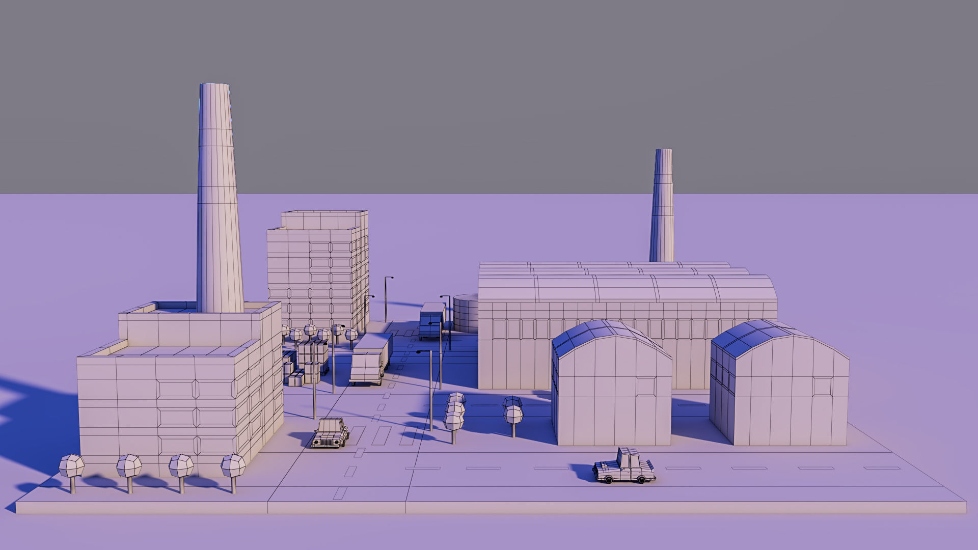 3D model Low Poly factory- Low Poly Assets Low-poly 3D model VR / AR ...