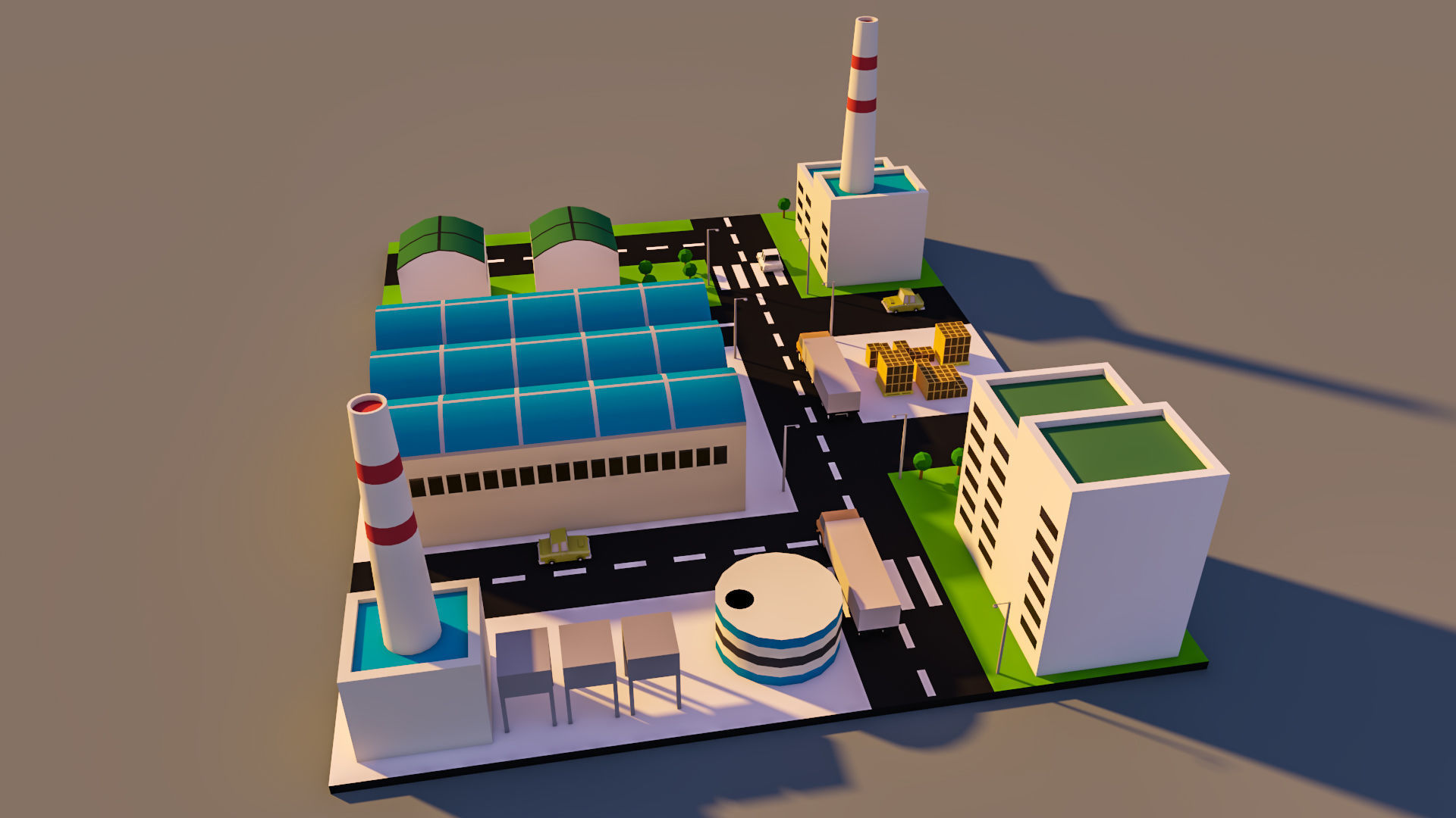 3D model Low Poly factory- Low Poly Assets Low-poly 3D model VR / AR ...
