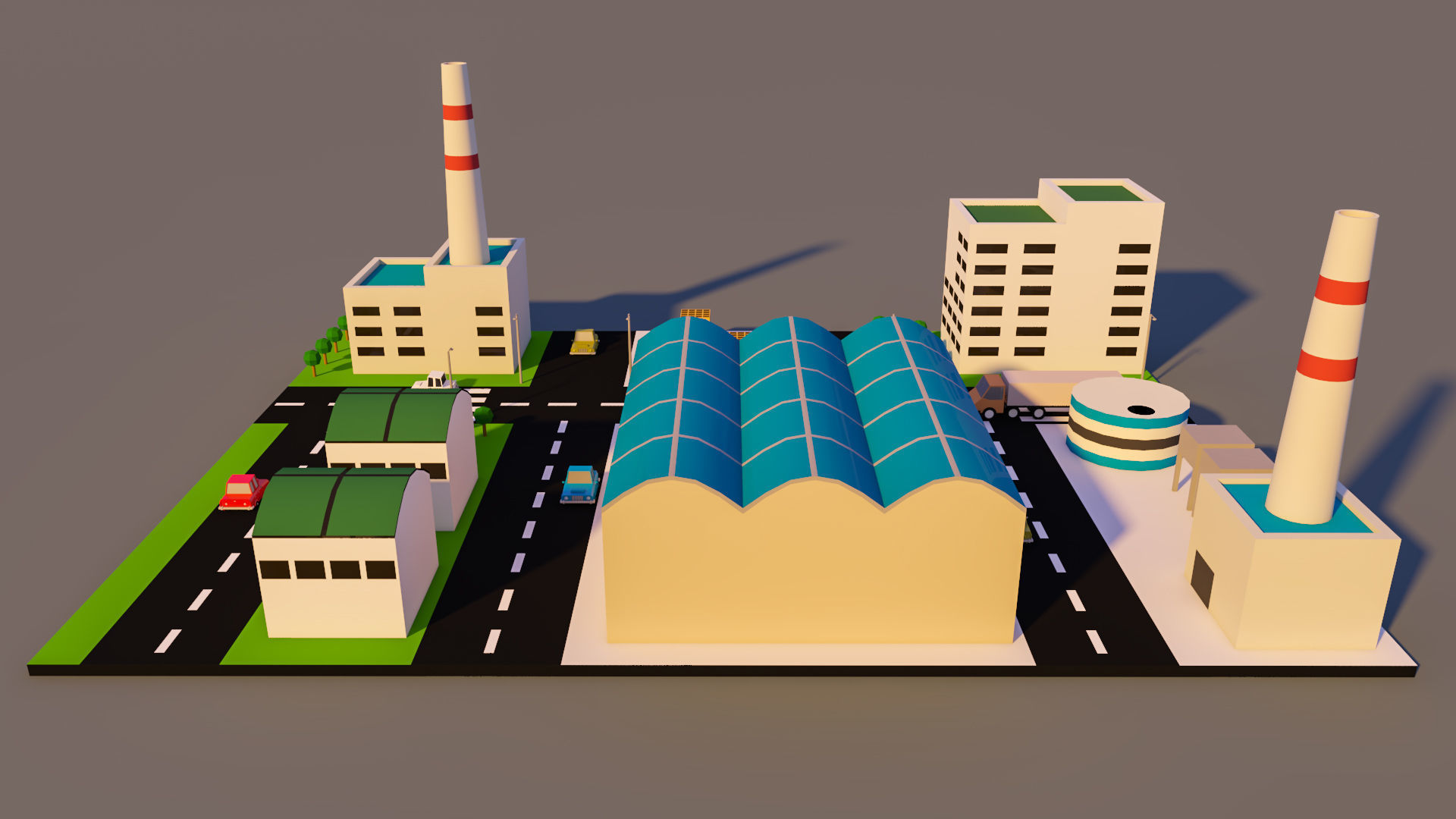 3D model Low Poly factory- Low Poly Assets Low-poly 3D model VR / AR ...