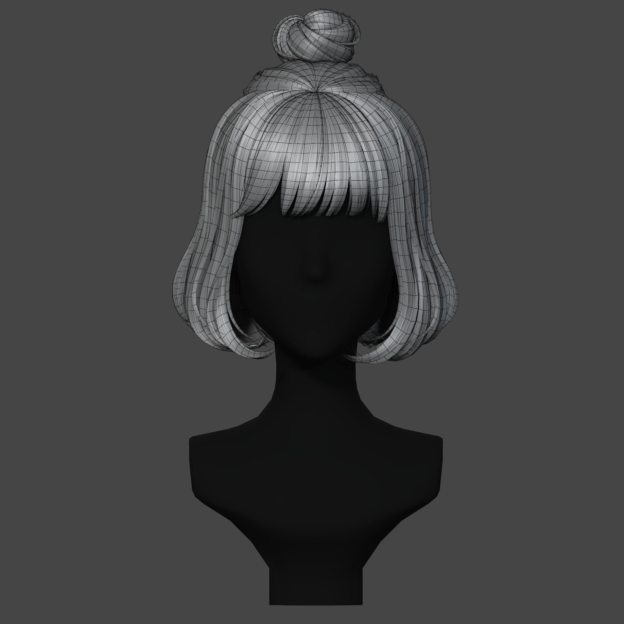3D model Game Hair - Stylized Female Hairstyle V2 VR / AR / low-poly ...