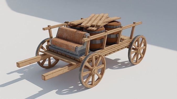 3D model Medieval cart with barrels VR / AR / low-poly | CGTrader