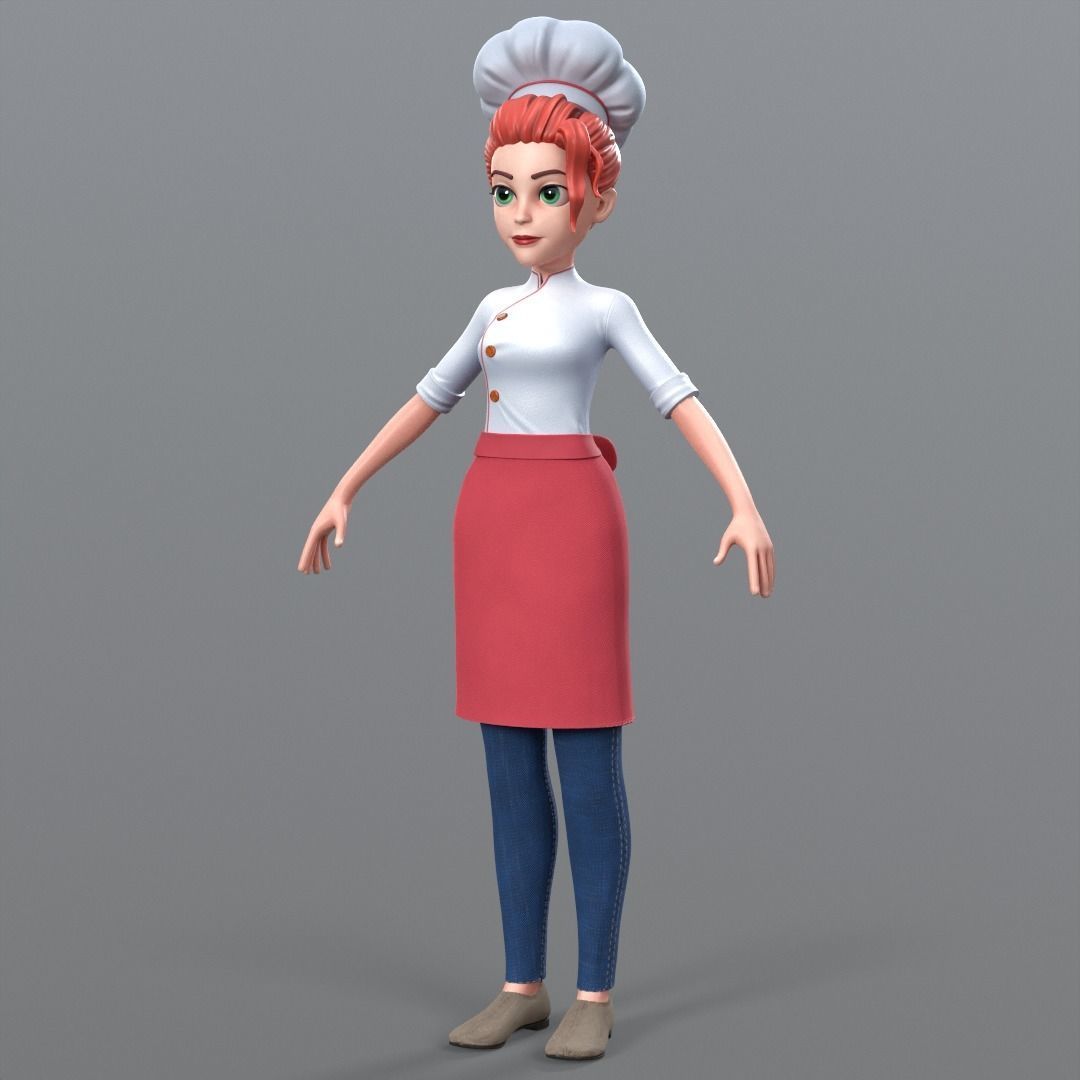 3D model Waitress cartoon chef VR / AR / low-poly | CGTrader