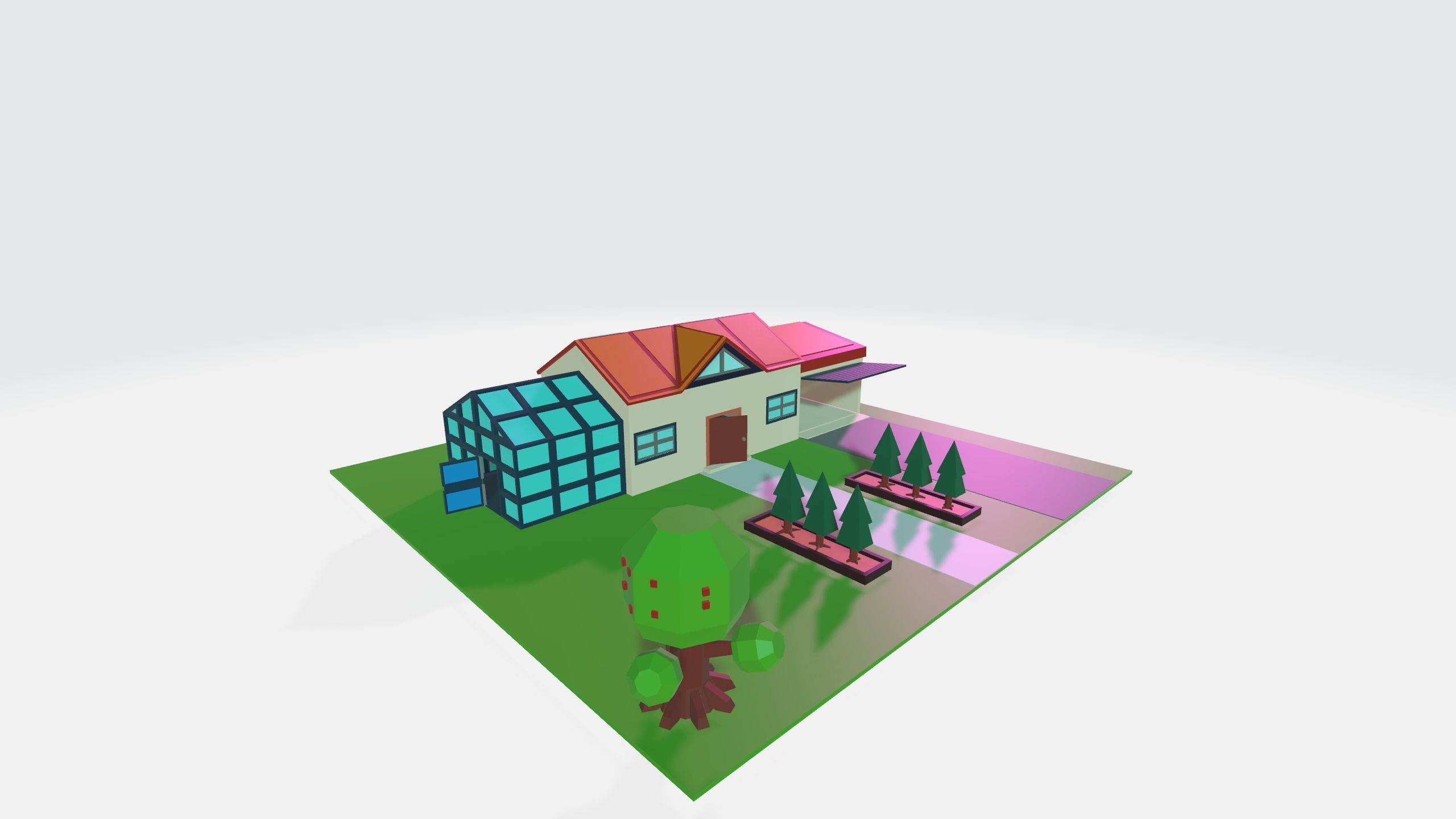 Animated House for game ready animation low poly cartoon free VR / AR ...