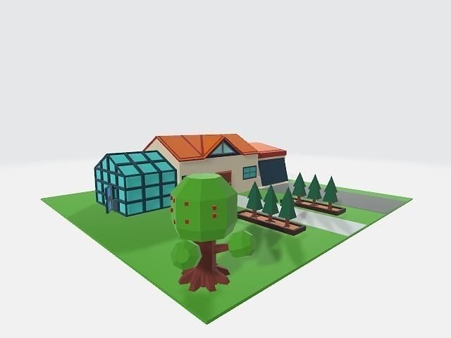 Animated House for game ready animation low poly cartoon free VR / AR ...