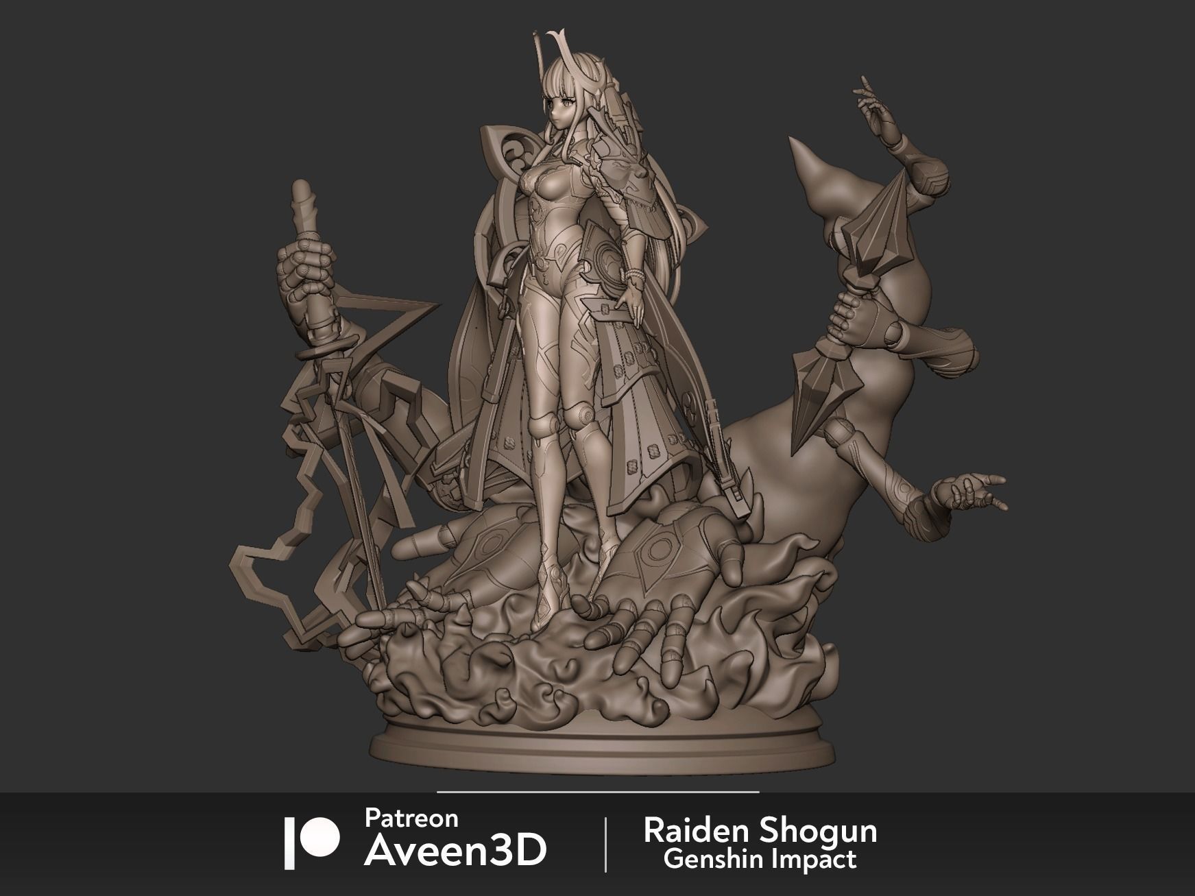 Raiden Shogun - Genshin Impact - Garage Kit 3D model 3D printable ...