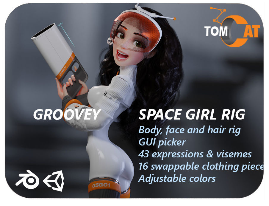 3D model Groovy Space Girl - Rigged character for Blender and Unity VR / AR / low-poly | CGTrader