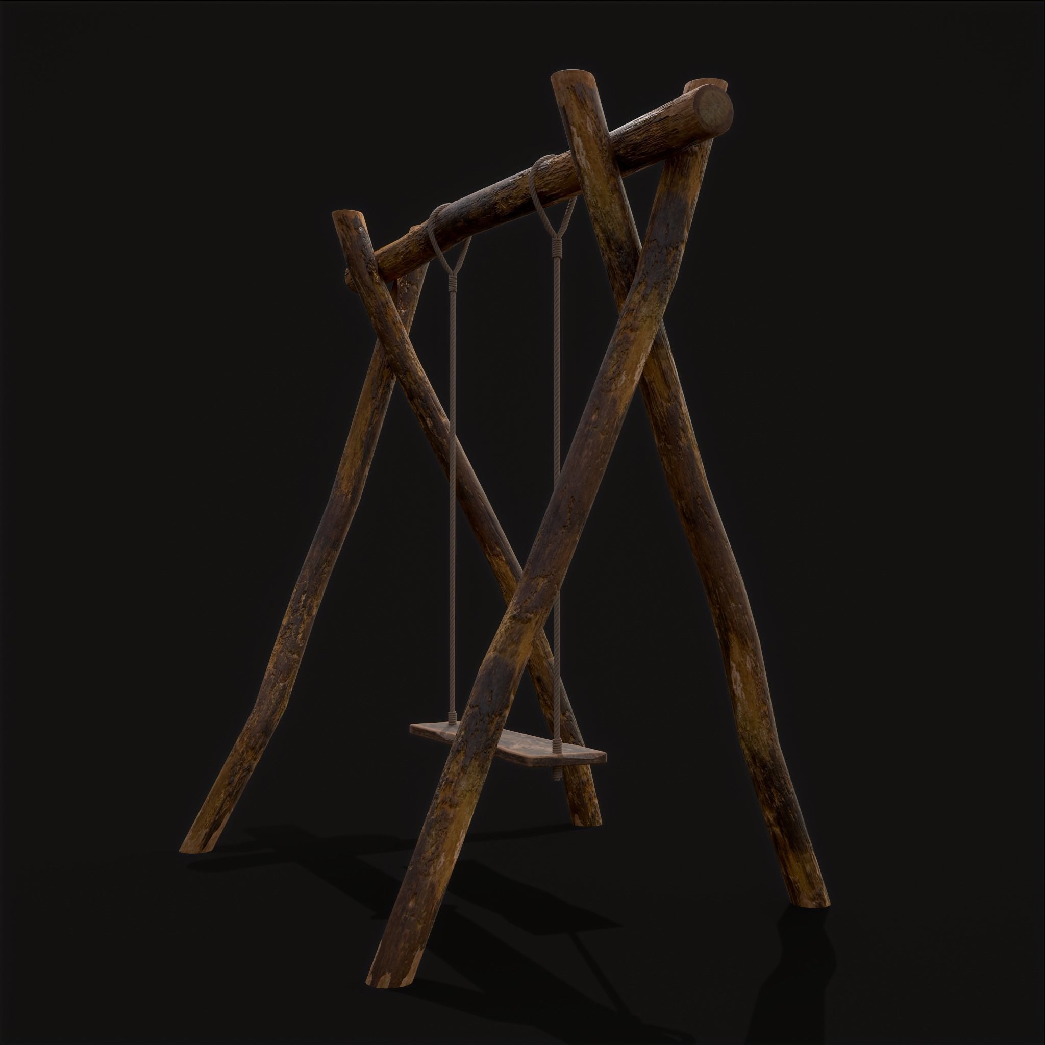 3D model Rustic Log Rope Swing VR / AR / low-poly | CGTrader