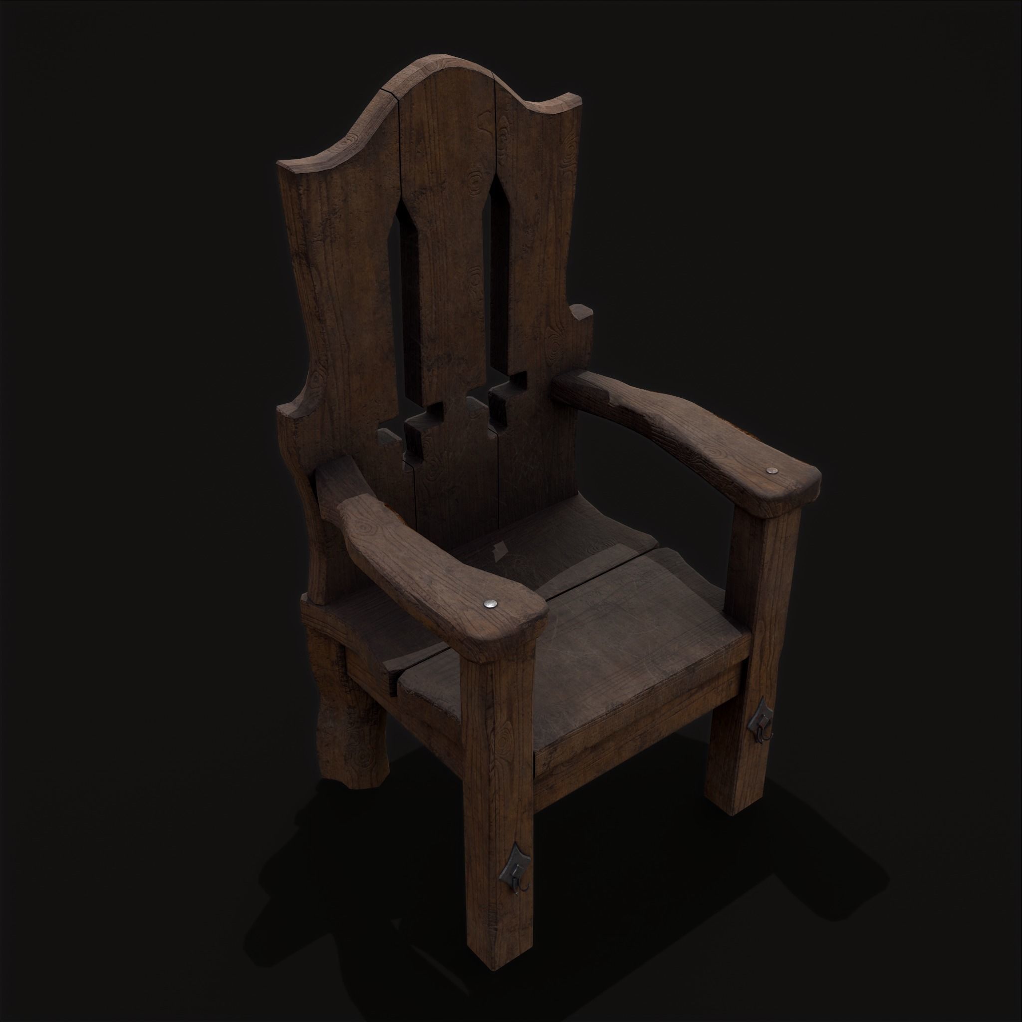 3D model Medieval Rustic High Back Sword Chair VR / AR / low-poly ...