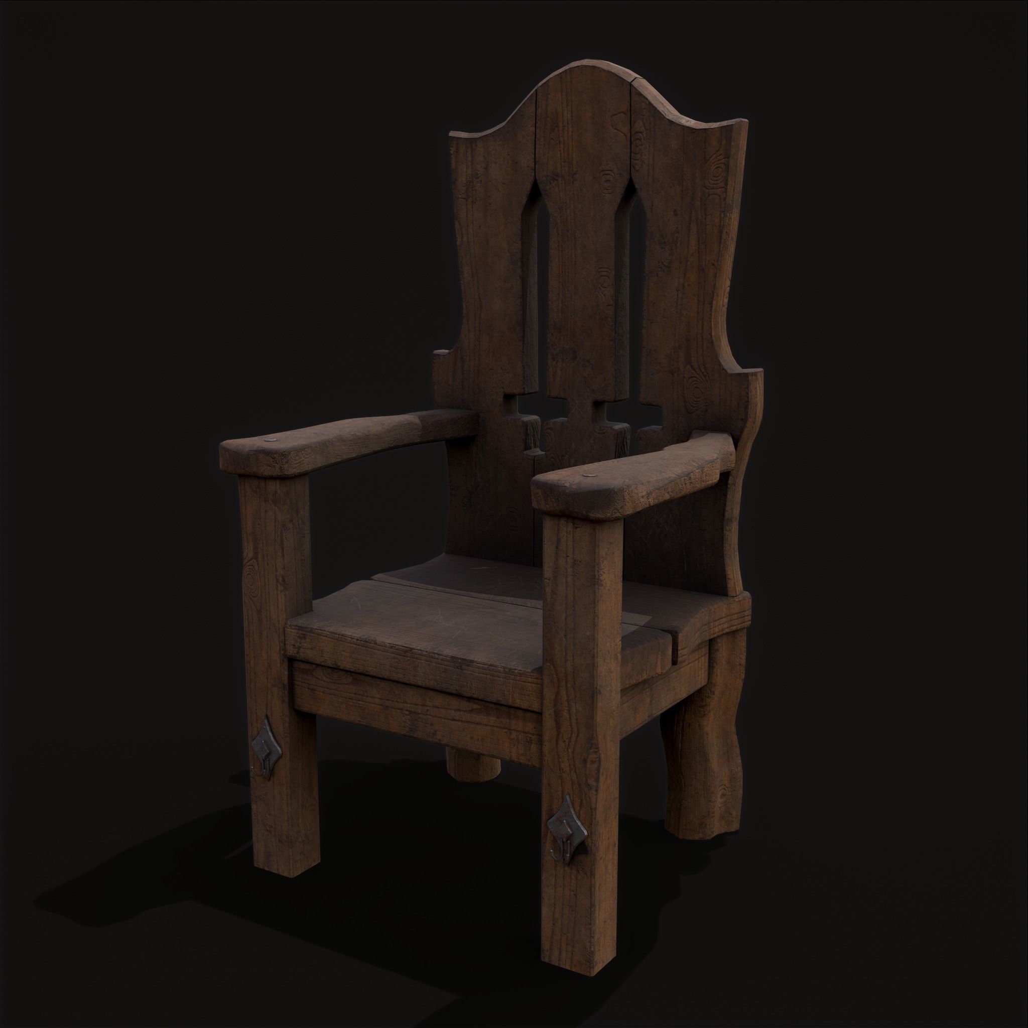 3D model Medieval Rustic High Back Sword Chair VR / AR / low-poly ...