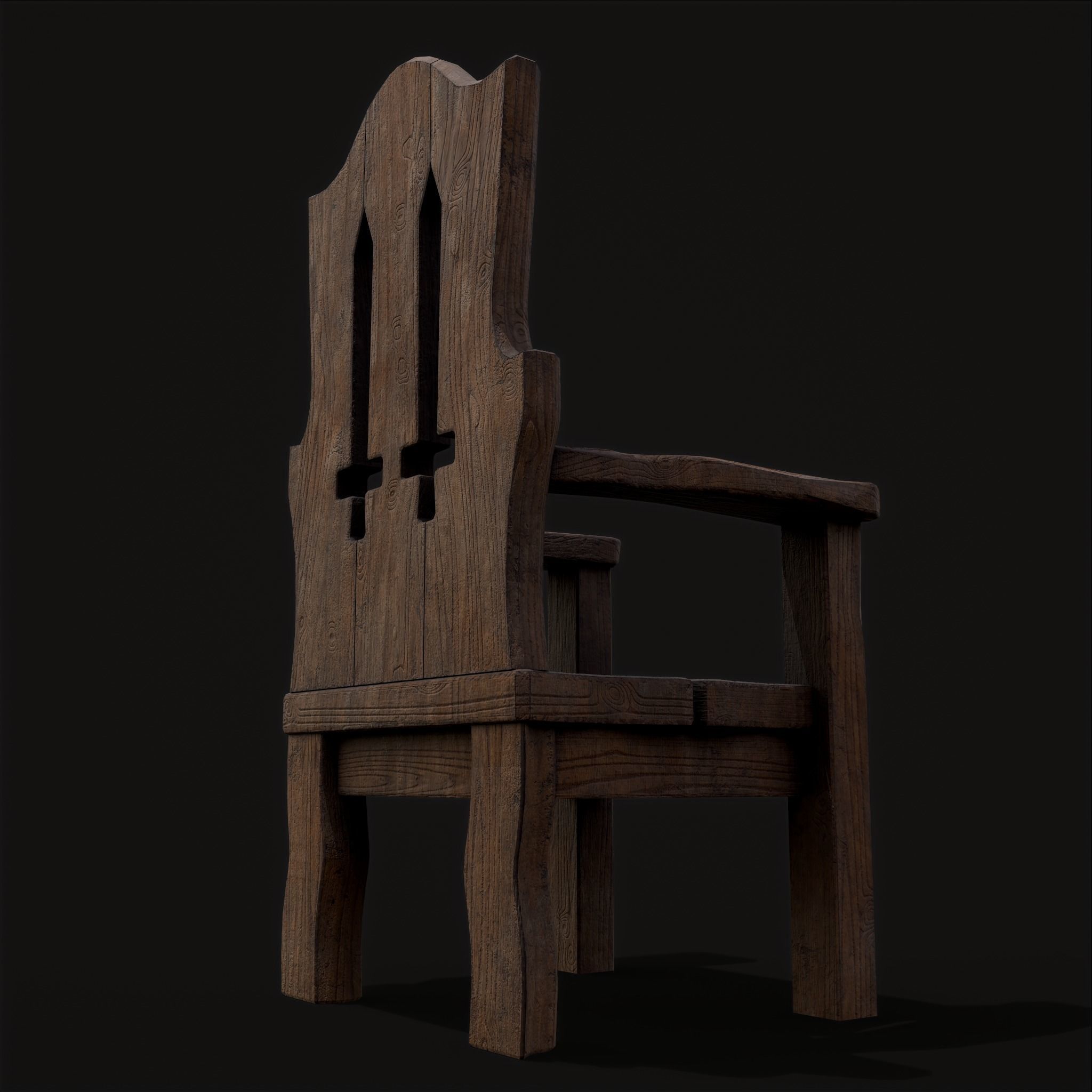 3D model Medieval Rustic High Back Sword Chair VR / AR / low-poly ...