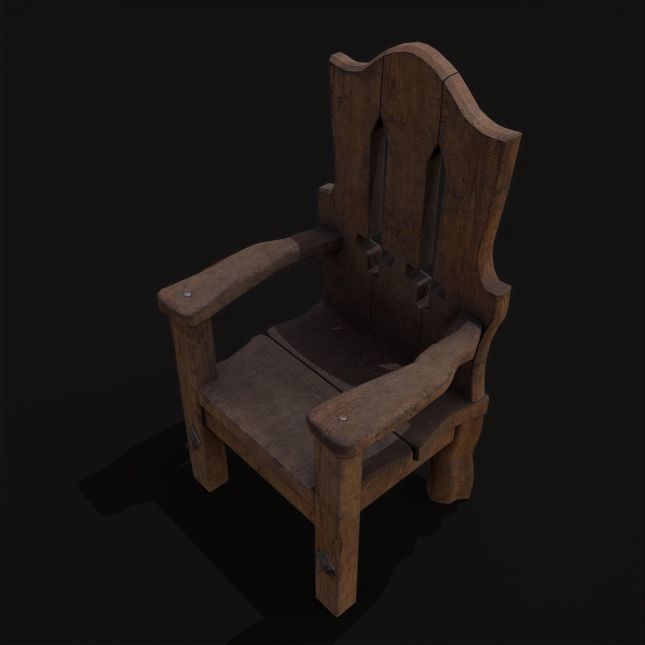 3D model Medieval Rustic High Back Sword Chair VR / AR / low-poly ...