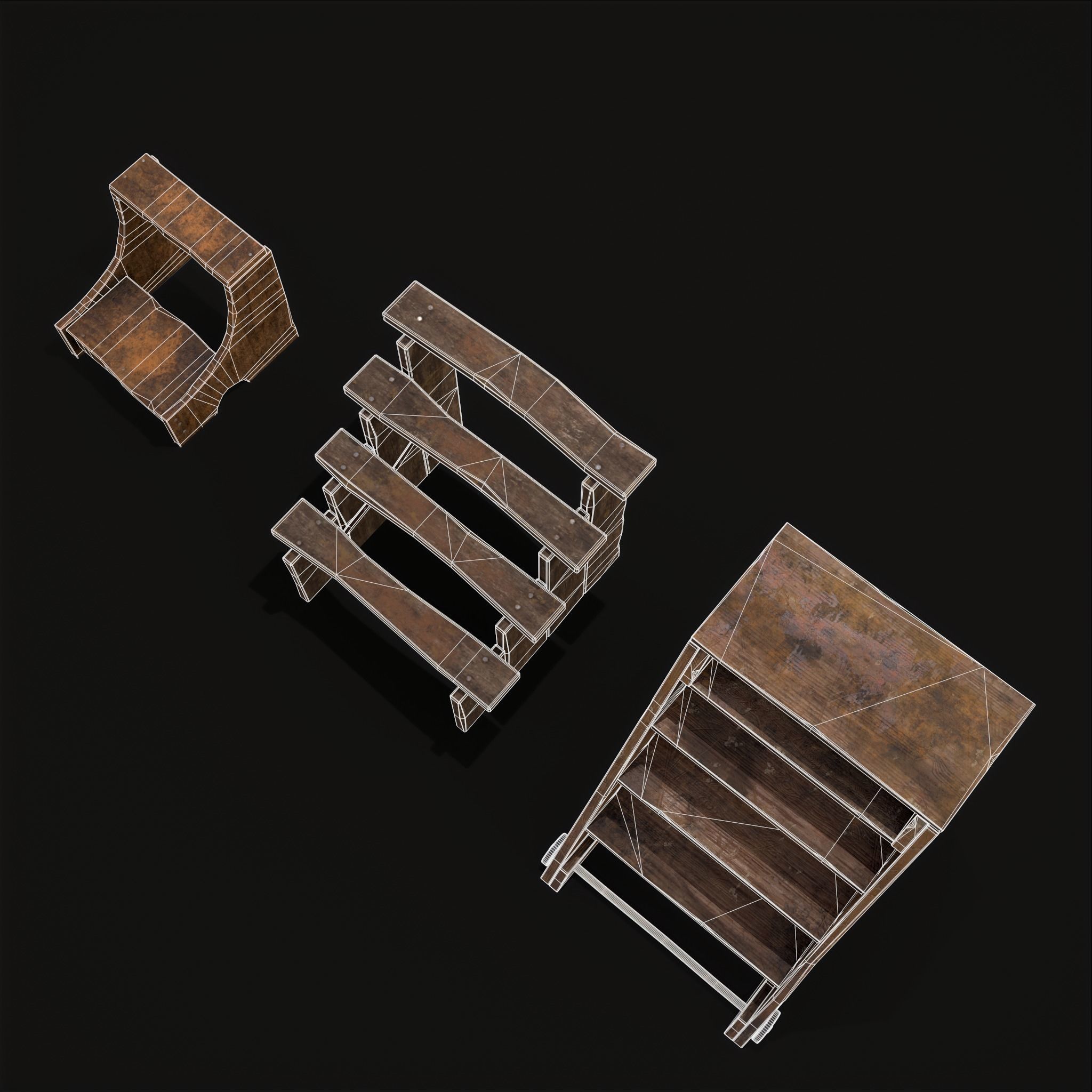 Medieval Style Three Ladders 3D Model Collection | CGTrader