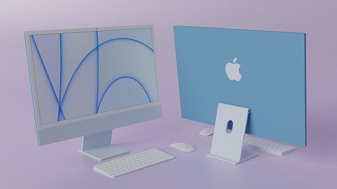 iMac 24-inch 2021 Blue 3D model | CGTrader
