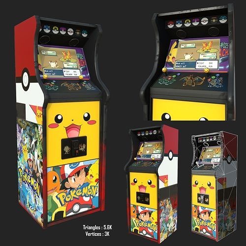 3D model Arcade Machine retro Pokemon Theme Gameready VR / AR / low ...