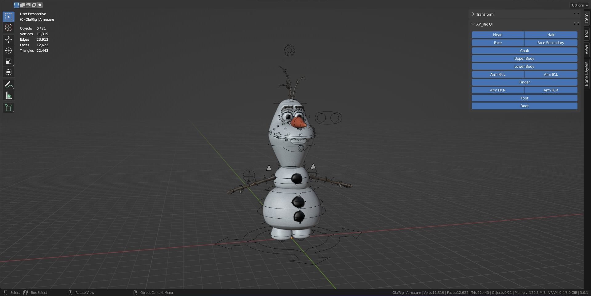 3D model FROZEN Olaf Rig Blender VR / AR / low-poly | CGTrader