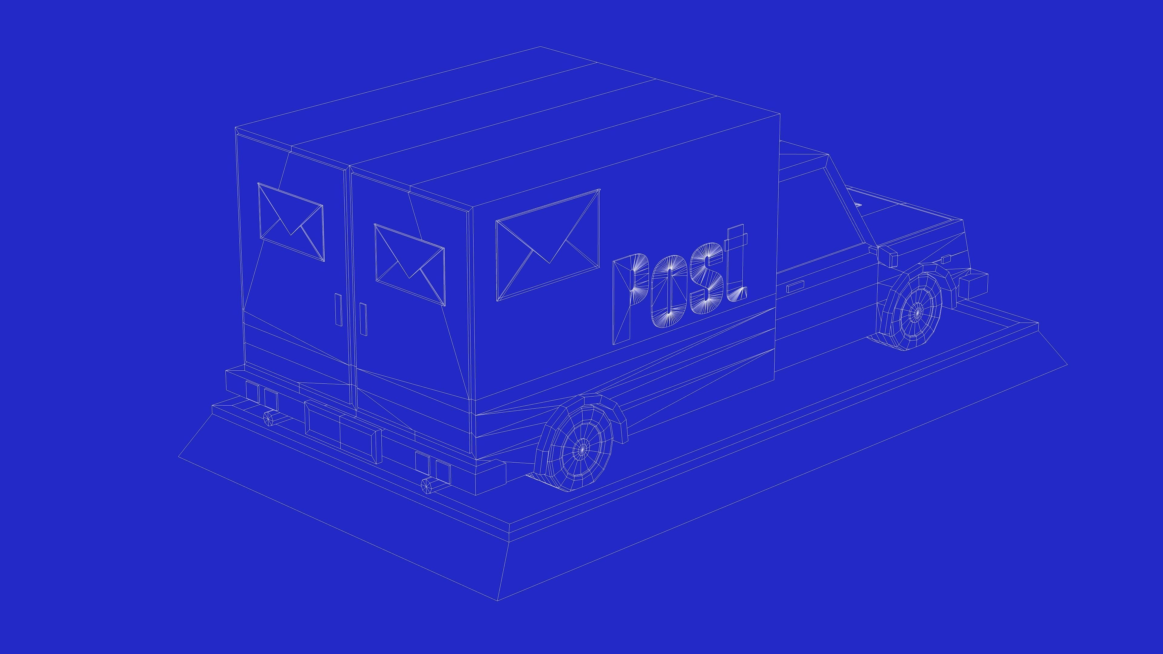 3D model Postal Truck Low Poly VR / AR / low-poly | CGTrader