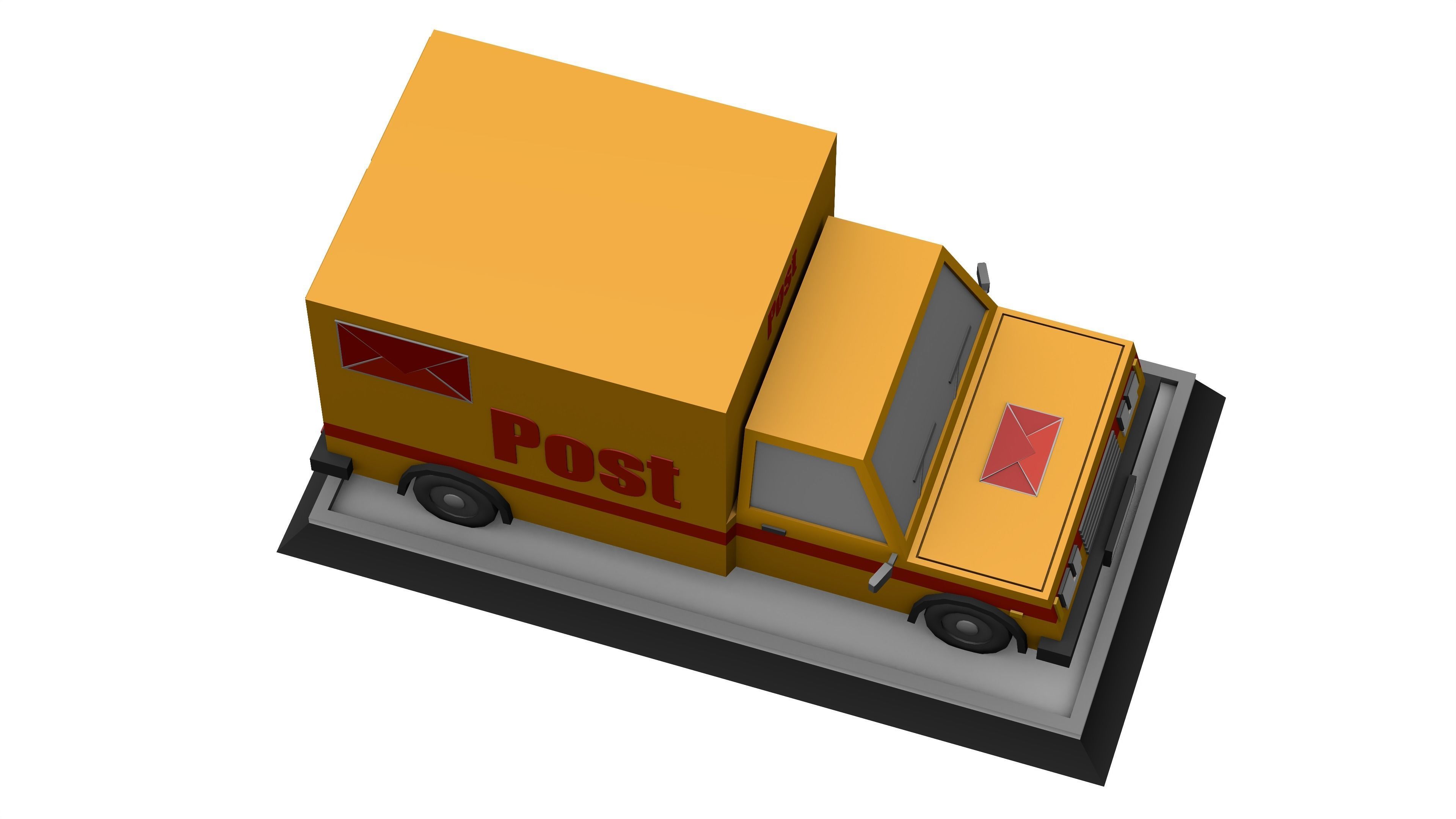 3D model Postal Truck Low Poly VR / AR / low-poly | CGTrader